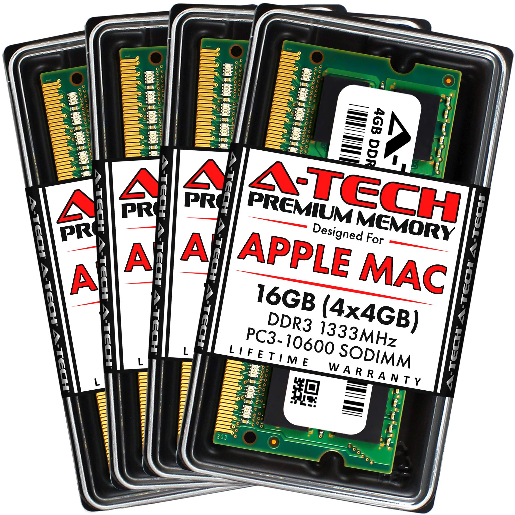 A-Tech 16GB (4x4GB) RAM for Apple iMac (Mid 2010, Mid 2011, Late 2011) | DDR3 1333MHz PC3-10600 204-Pin SODIMM Memory Upgrade Kit