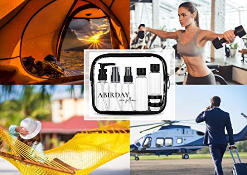 ABIRDAY Travel Size Bottles Containers for Toiletries with Toiletry Bag Kit for Liquids, Leak-Proof & TSA Approved Carry-on for Airplane - Women/Men