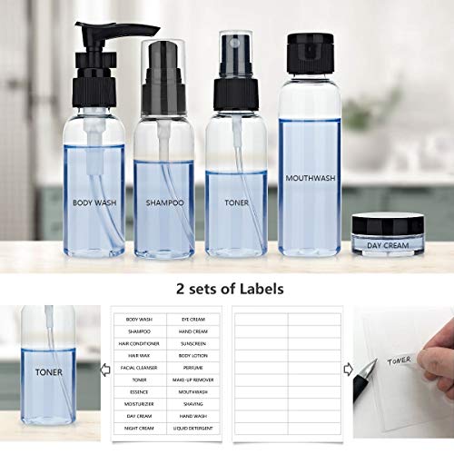 ABIRDAY Travel Size Bottles Containers for Toiletries with Toiletry Bag Kit for Liquids, Leak-Proof & TSA Approved Carry-on for Airplane - Women/Men