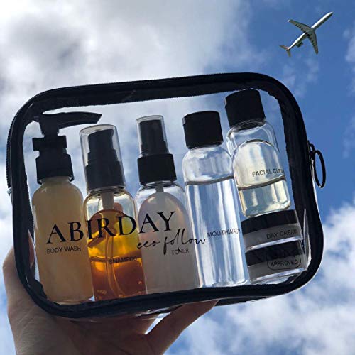 ABIRDAY Travel Size Bottles Containers for Toiletries with Toiletry Bag Kit for Liquids, Leak-Proof & TSA Approved Carry-on for Airplane - Women/Men