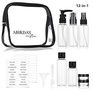 ABIRDAY Travel Size Bottles Containers for Toiletries with Toiletry Bag Kit for Liquids, Leak-Proof & TSA Approved Carry-on for Airplane - Women/Men