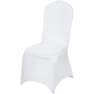 VEVOR 150 Pcs White Chair Covers Polyester Spandex Chair Cover Stretch Slipcovers for Wedding Party Dining Banquet Flat-Front Chair Cover