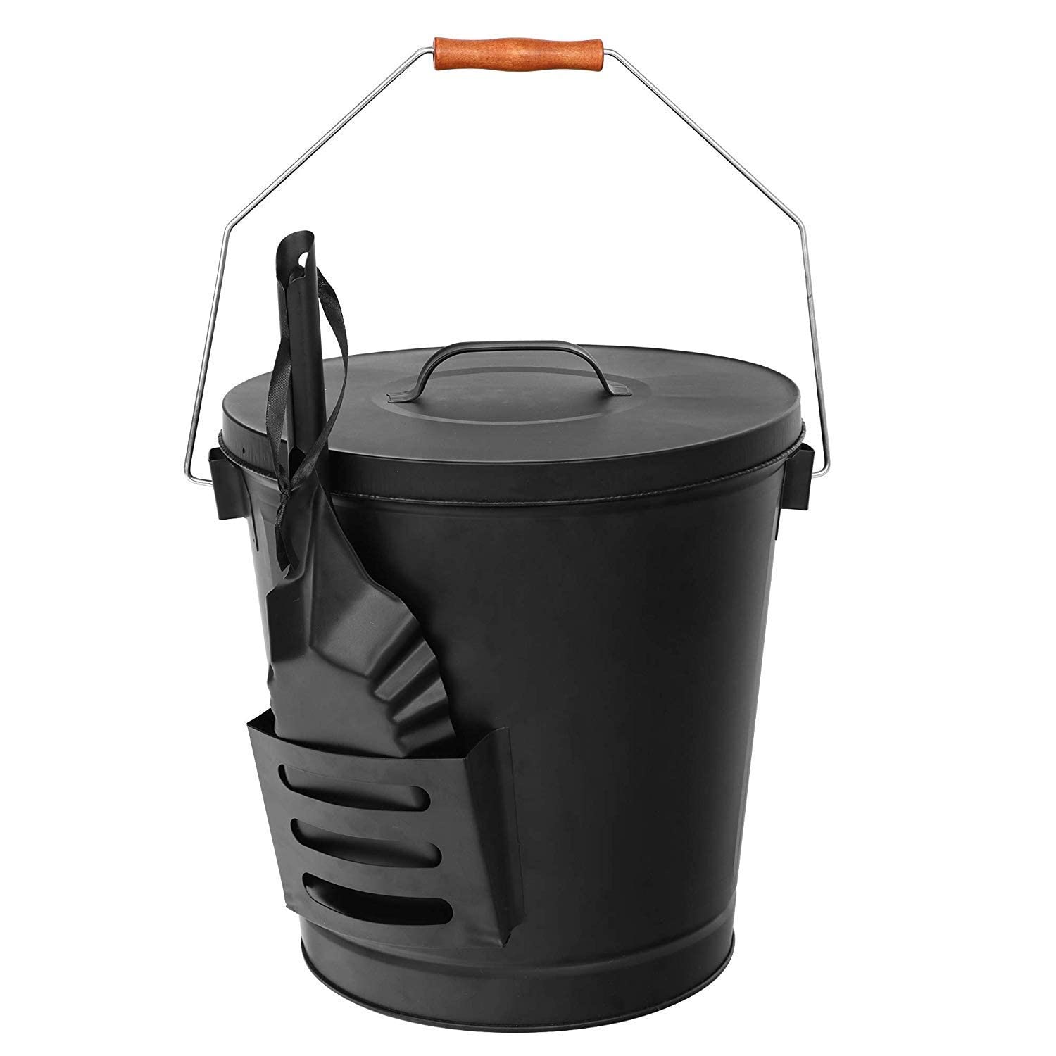 5 Gallon Ash Bucket with Lid and Shovel for Fireplace, Metal Bucket for Fireplace Ashes with Lid and Shovel, Bucket for Wood Burning Stoves, Fireplace Accessories, Wood Stove Accessories