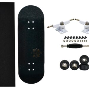 Teak Tuning Prolific Complete Fingerboard - Pro Board Shape and Size, Bearing Wheels, and Trucks - 32mm x 97mm Handmade Wooden Board - The Monochrome Edition