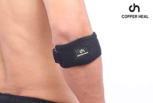 COPPER HEAL Elbow Brace (PAIR) - ADJUSTABLE Support & Medical Recovery from Tennis Elbow or Lateral Epicondylitis arm sleeves men nerve rennis workout pads softball