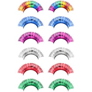 rainbow eyelashes 6 pairs colorful tinsel glitter lashes halloween false lashes rainbow accessories for christmas circus dance dress cosplay costumes supplies