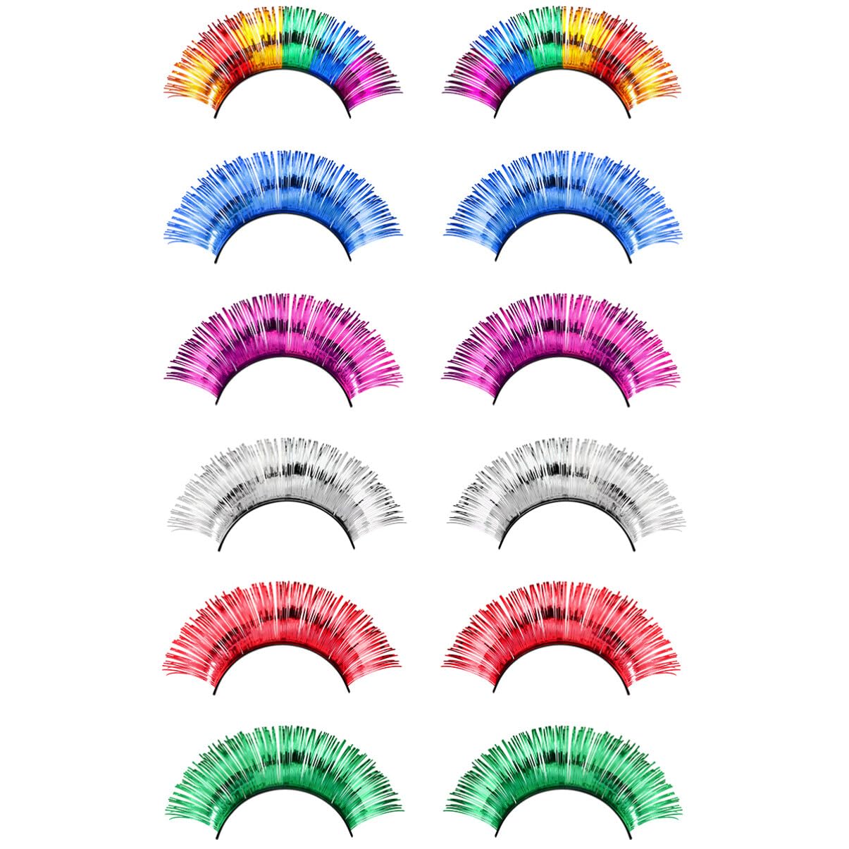 Rainbow Eyelashes 6 Pairs Colorful Tinsel Glitter Lashes Halloween False Lashes Rainbow Accessories For Christmas Circus Dance Dress Cosplay Costumes Supplies