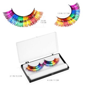 Rainbow Eyelashes 6 Pairs Colorful Tinsel Glitter Lashes Halloween False Lashes Rainbow Accessories For Christmas Circus Dance Dress Cosplay Costumes Supplies