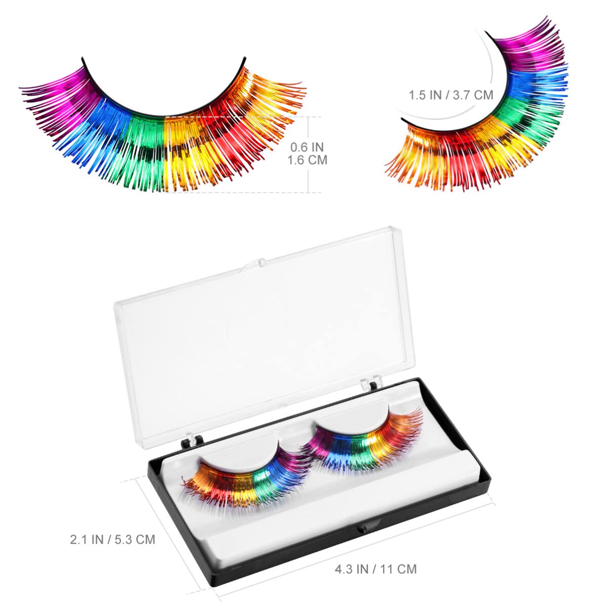 Rainbow Eyelashes 6 Pairs Colorful Tinsel Glitter Lashes Halloween False Lashes Rainbow Accessories For Christmas Circus Dance Dress Cosplay Costumes Supplies