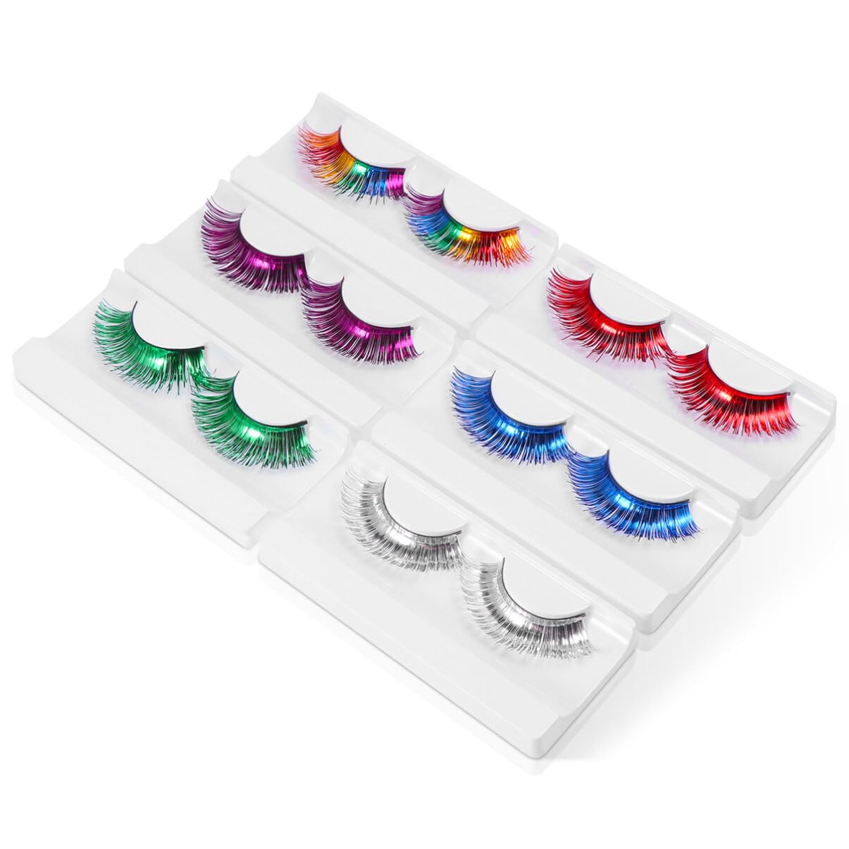 Rainbow Eyelashes 6 Pairs Colorful Tinsel Glitter Lashes Halloween False Lashes Rainbow Accessories For Christmas Circus Dance Dress Cosplay Costumes Supplies