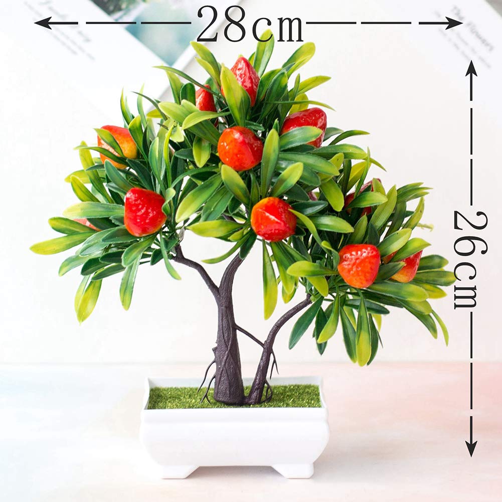 Shineweb Artificial Fruit Strawberry Tree Bonsai for Home Office Garden Desk Decor Strawberry