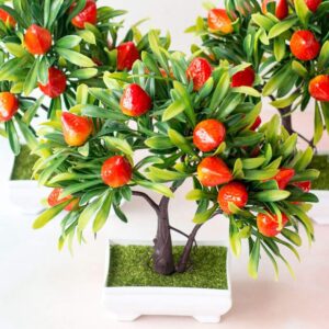 Shineweb Artificial Fruit Strawberry Tree Bonsai for Home Office Garden Desk Decor Strawberry