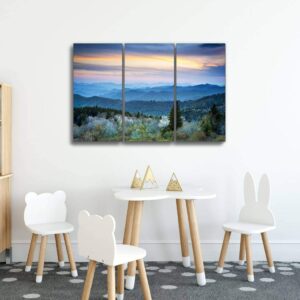 YKing1 Scenic Blue Ridge Parkway Appalachians Smoky Mountains Spring Landscape Wall Art Painting Pictures Print On Canvas Stretched & Framed Artworks Modern Hanging Posters Home Decor 3PANEL