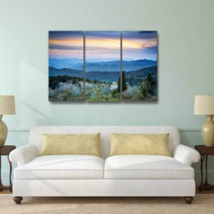 YKing1 Scenic Blue Ridge Parkway Appalachians Smoky Mountains Spring Landscape Wall Art Painting Pictures Print On Canvas Stretched & Framed Artworks Modern Hanging Posters Home Decor 3PANEL