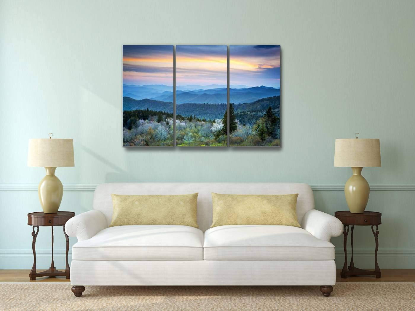 YKing1 Scenic Blue Ridge Parkway Appalachians Smoky Mountains Spring Landscape Wall Art Painting Pictures Print On Canvas Stretched & Framed Artworks Modern Hanging Posters Home Decor 3PANEL