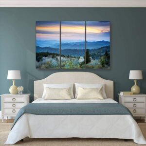 YKing1 Scenic Blue Ridge Parkway Appalachians Smoky Mountains Spring Landscape Wall Art Painting Pictures Print On Canvas Stretched & Framed Artworks Modern Hanging Posters Home Decor 3PANEL