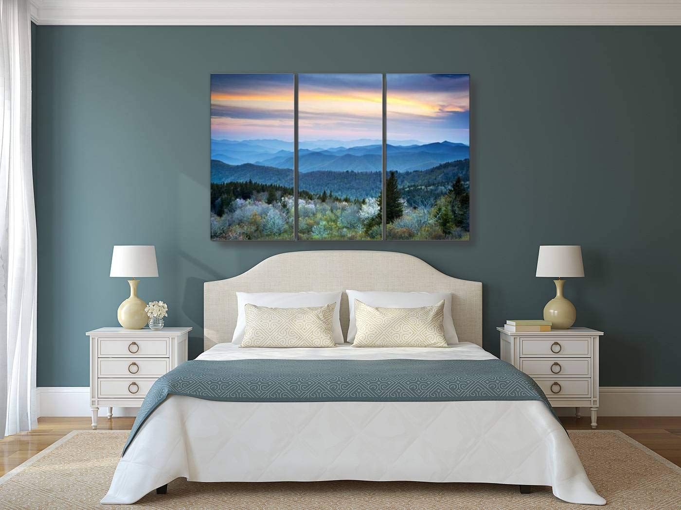 YKing1 Scenic Blue Ridge Parkway Appalachians Smoky Mountains Spring Landscape Wall Art Painting Pictures Print On Canvas Stretched & Framed Artworks Modern Hanging Posters Home Decor 3PANEL