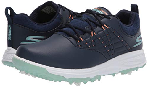 Skechers womens Pro 2 Spiked Waterproof Golf Shoe, Navy/Turquoise, 10 US