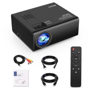 ManyBox Mini Projector, 4500 LUX Portable Video Projector with 45000 Hrs LED Lamp Life, Full HD 1080P Supported, Compatible with TV PS4, HDMI, VGA, TF, AV and USB-2020 Upgraded Version