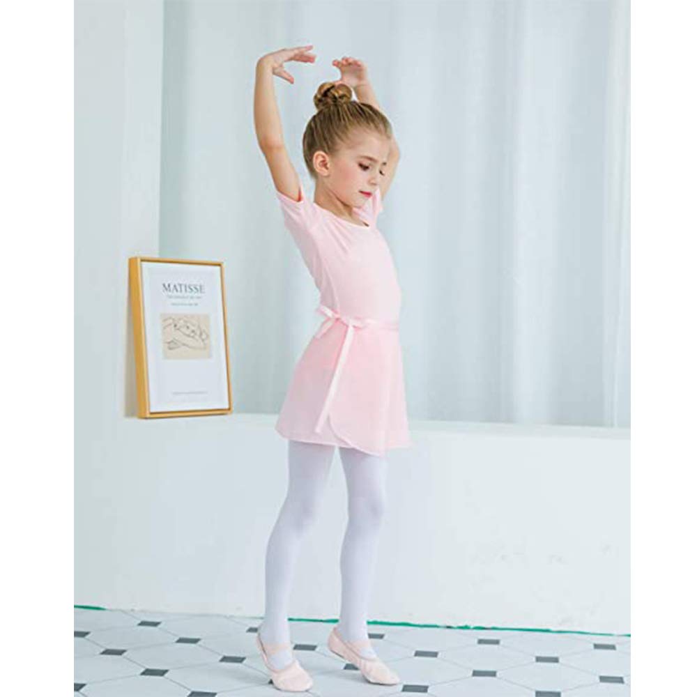 Stelle Ballet Leotards for Girls Dance Dress Outfit Combo with Skirt and Tights (Ballet Pink-Adjustable Tie, 90)