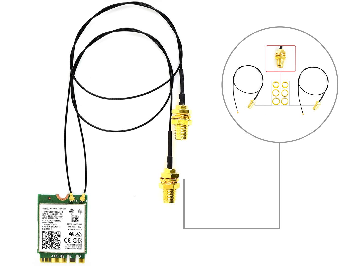 Wireless-AC8265 Dual Mode AC8265 Wireless NIC Module for Jetson Nano Developer Kit B01/A02, Support 2.4GHz/5GHz 300Mbps/867Mbps Dual Band WiFi and Bluetooth 4.2