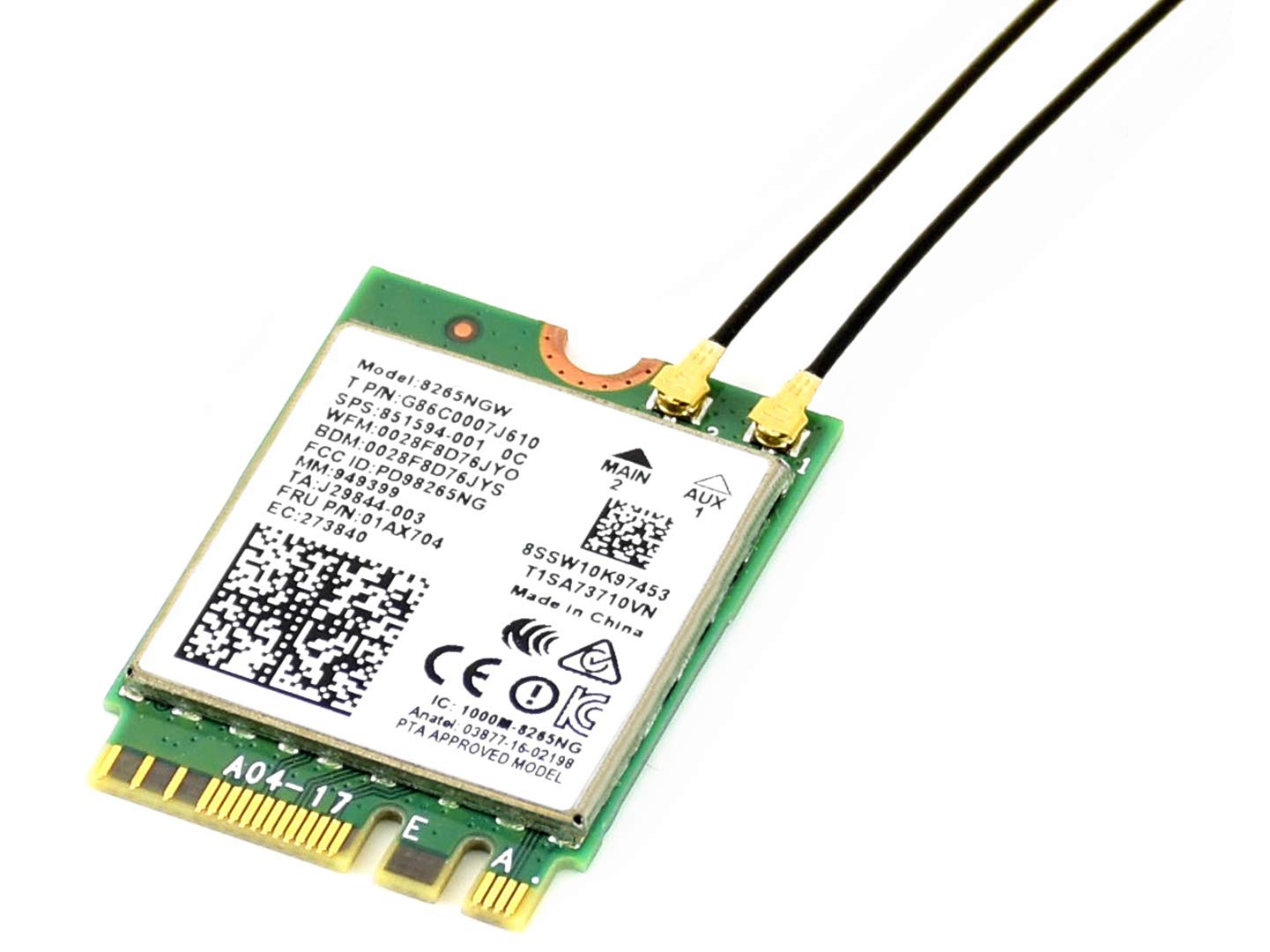 Wireless-AC8265 Dual Mode AC8265 Wireless NIC Module for Jetson Nano Developer Kit B01/A02, Support 2.4GHz/5GHz 300Mbps/867Mbps Dual Band WiFi and Bluetooth 4.2