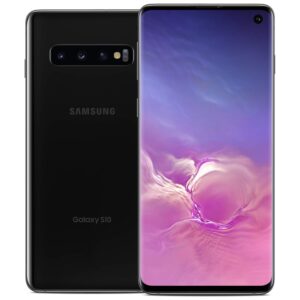 Straight Talk Samsung Galaxy S10 SM-G973U - 128GB - Prism Black (Unlocked) Bundle with Samsung Charging Pad & Installed Armor Suit Screen Protector Plus a Spigen Clear Case Bundle