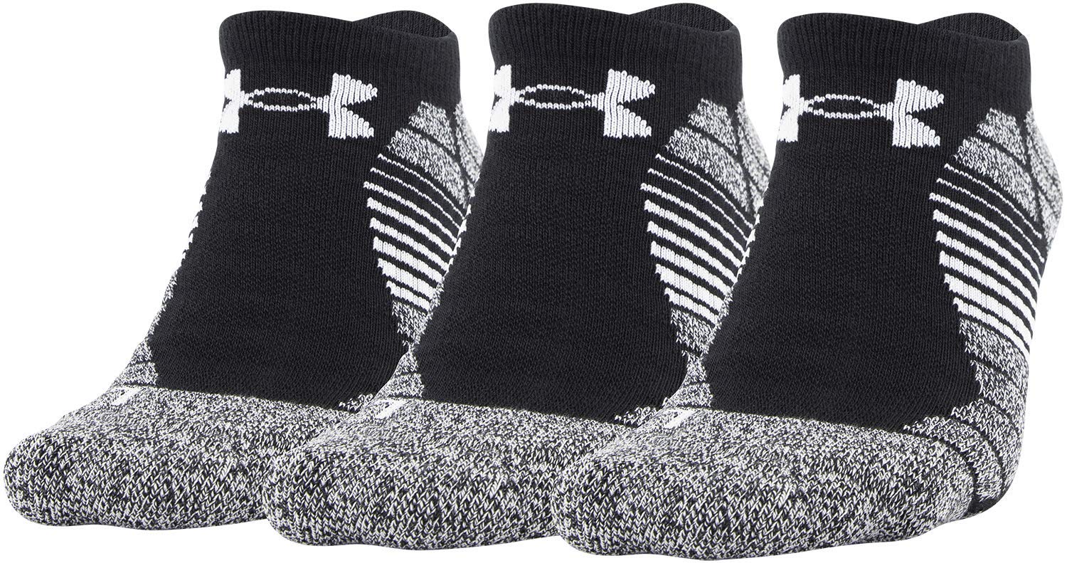 Under Armour Adult Elevated Performance No Show Socks, 3-Pairs , Black , Large