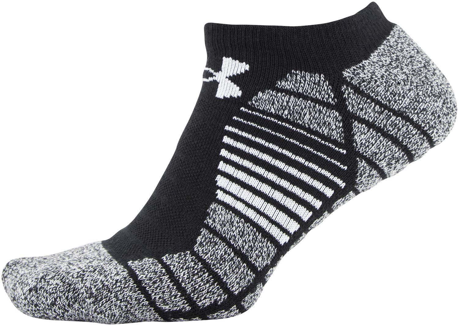 Under Armour Adult Elevated Performance No Show Socks, 3-Pairs , Black , Large