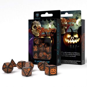 q-workshop halloween pumpkin dice set black & orange