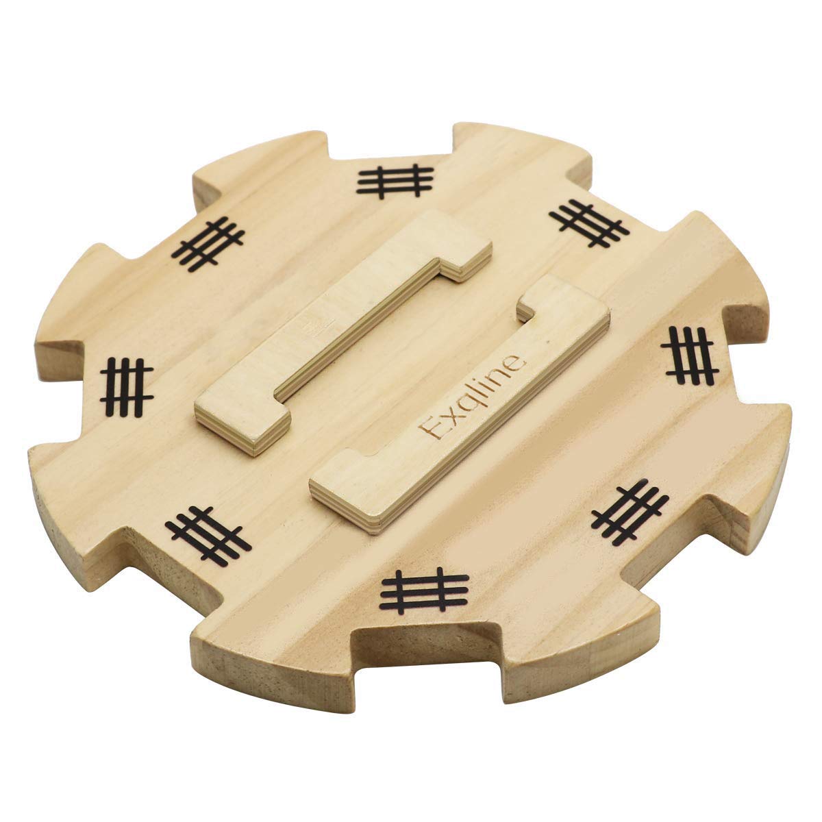 Exqline Wooden Hub for Mexican Train Dominoes with Felted Bottom Mexican Train Centerpiece Made of Superior Pine