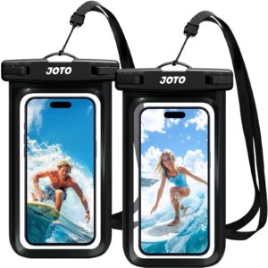 joto ipx8 waterproof phone pouch case, underwater dry bag for phone protector for iphone 15 14 13 12 11 pro max, galaxy s24 s23 s22 ultra pixel to 7" cruise vacation essential -2 pack, black