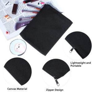 Gejoy 10 Pieces Cosmetic Bag Multipurpose Makeup Bag with Zipper Cotton Canvas Bag Travel Toiletry Pouch DIY Craft Bag (M, Black)