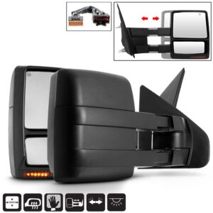 ACANII - Telescoping Power+Heat+LED Signal+Puddle Towing Side Mirror For Driver + Passenger 2004-2014 Ford F150 04-14