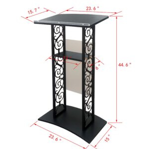 FixtureDisplays® Truss Podium Metal Pulpit Church Podium Conference Pulpit Event Lectern Cup Holder with Optional Install White Christian Cross Decor 18353+1803-CROSS