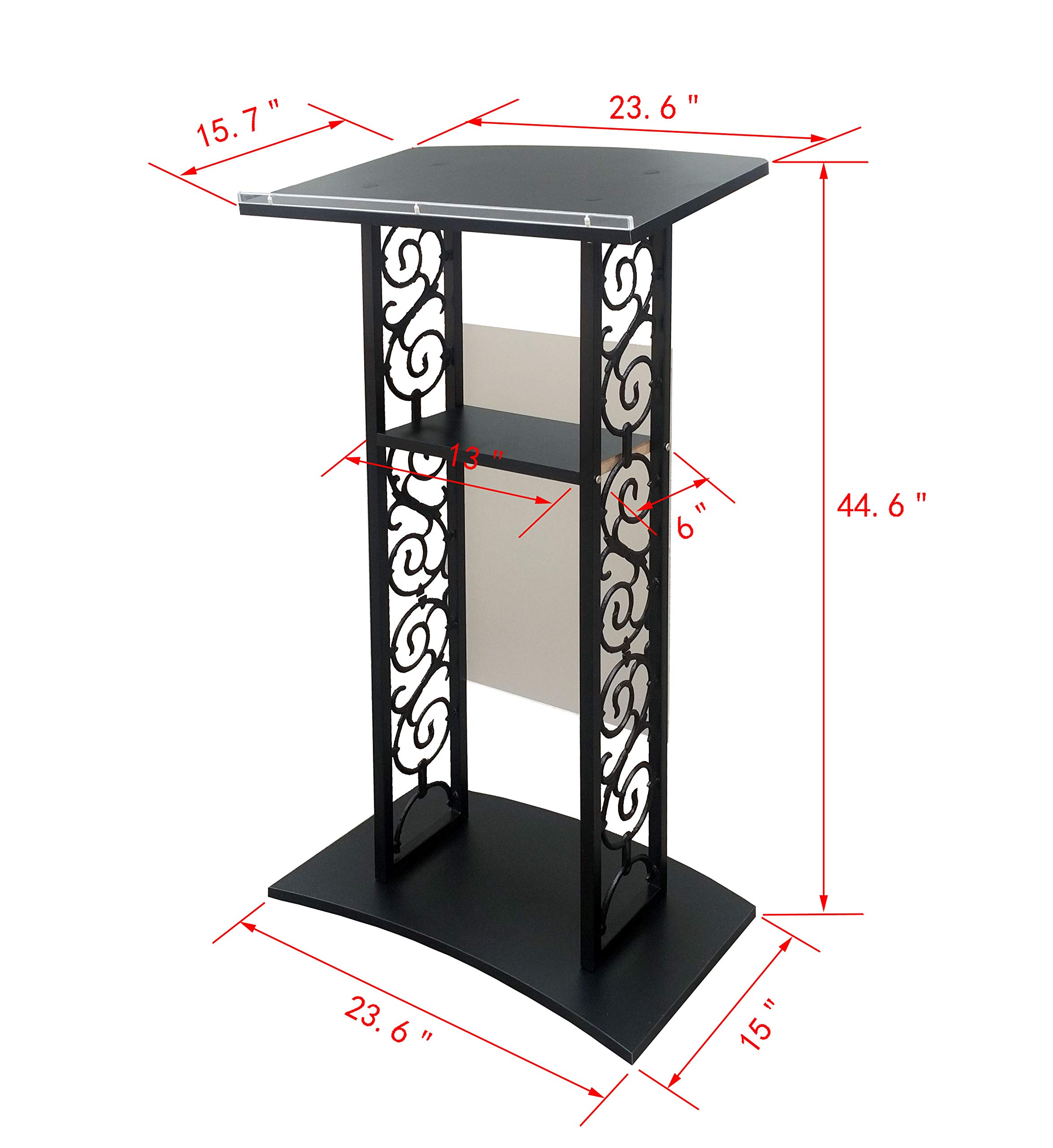 FixtureDisplays® Truss Podium Metal Pulpit Church Podium Conference Pulpit Event Lectern Cup Holder with Optional Install White Christian Cross Decor 18353+1803-CROSS