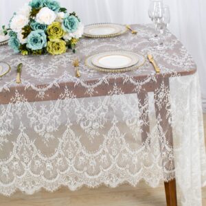 shinybeauty lace-tablecloth-rectangular 60x120-inch white rectangle overlay tea tablecloth lace tablecloths long rectangular tablecloth lace tablecloth 60 table floral embroidery lace table cloths