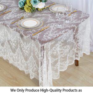 ShinyBeauty Lace-Tablecloth-Rectangular 60x120-Inch White Rectangle Overlay Tea Tablecloth Lace Tablecloths Long Rectangular Tablecloth Lace Tablecloth 60 Table Floral Embroidery Lace Table Cloths