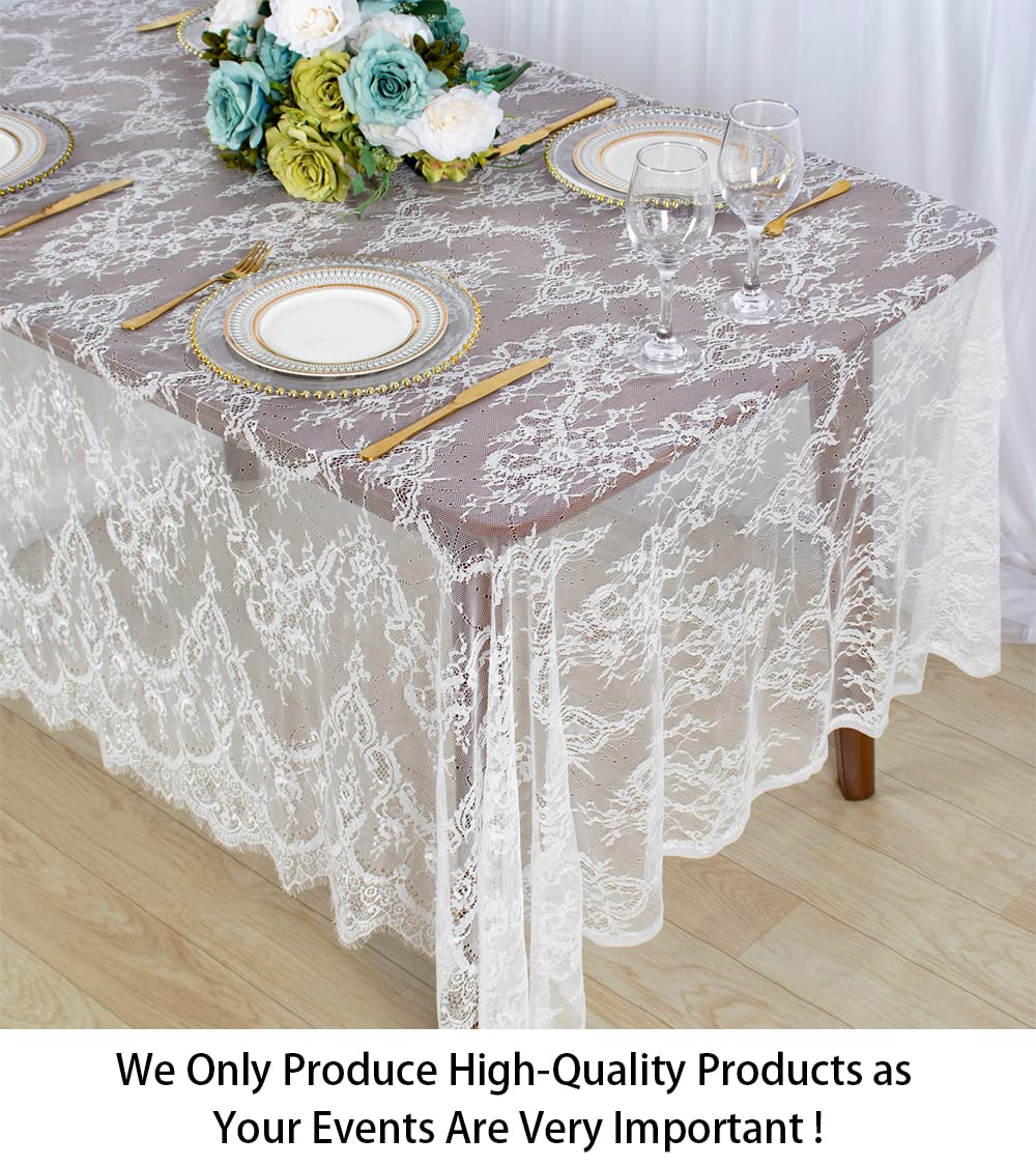 ShinyBeauty Lace-Tablecloth-Rectangular 60x120-Inch White Rectangle Overlay Tea Tablecloth Lace Tablecloths Long Rectangular Tablecloth Lace Tablecloth 60 Table Floral Embroidery Lace Table Cloths