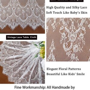 ShinyBeauty Lace-Tablecloth-Rectangular 60x120-Inch White Rectangle Overlay Tea Tablecloth Lace Tablecloths Long Rectangular Tablecloth Lace Tablecloth 60 Table Floral Embroidery Lace Table Cloths