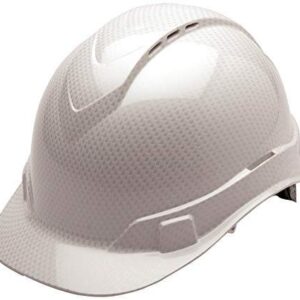 Pyramex Vented Cap Style Ridgeline Patterned Hard Hat with 6 Point Ratchet Suspension and Hard Hat Tote - Shiny White