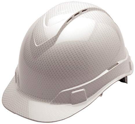 Pyramex Vented Cap Style Ridgeline Patterned Hard Hat with 6 Point Ratchet Suspension and Hard Hat Tote - Shiny White