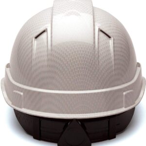 Pyramex Vented Cap Style Ridgeline Patterned Hard Hat with 6 Point Ratchet Suspension and Hard Hat Tote - Shiny White