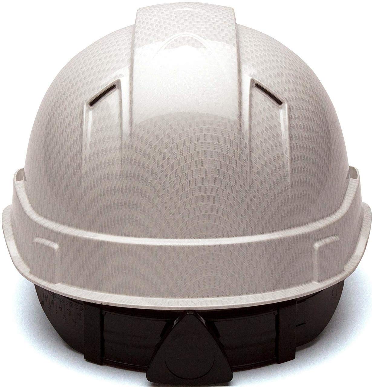 Pyramex Vented Cap Style Ridgeline Patterned Hard Hat with 6 Point Ratchet Suspension and Hard Hat Tote - Shiny White