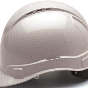 Pyramex Vented Cap Style Ridgeline Patterned Hard Hat with 6 Point Ratchet Suspension and Hard Hat Tote - Shiny White