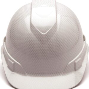 Pyramex Vented Cap Style Ridgeline Patterned Hard Hat with 6 Point Ratchet Suspension and Hard Hat Tote - Shiny White