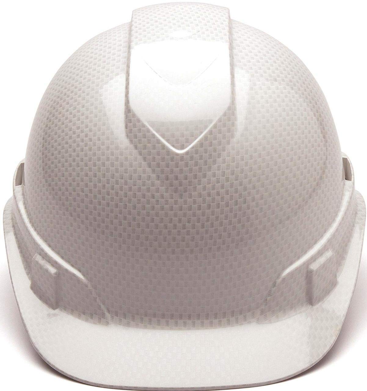 Pyramex Vented Cap Style Ridgeline Patterned Hard Hat with 6 Point Ratchet Suspension and Hard Hat Tote - Shiny White