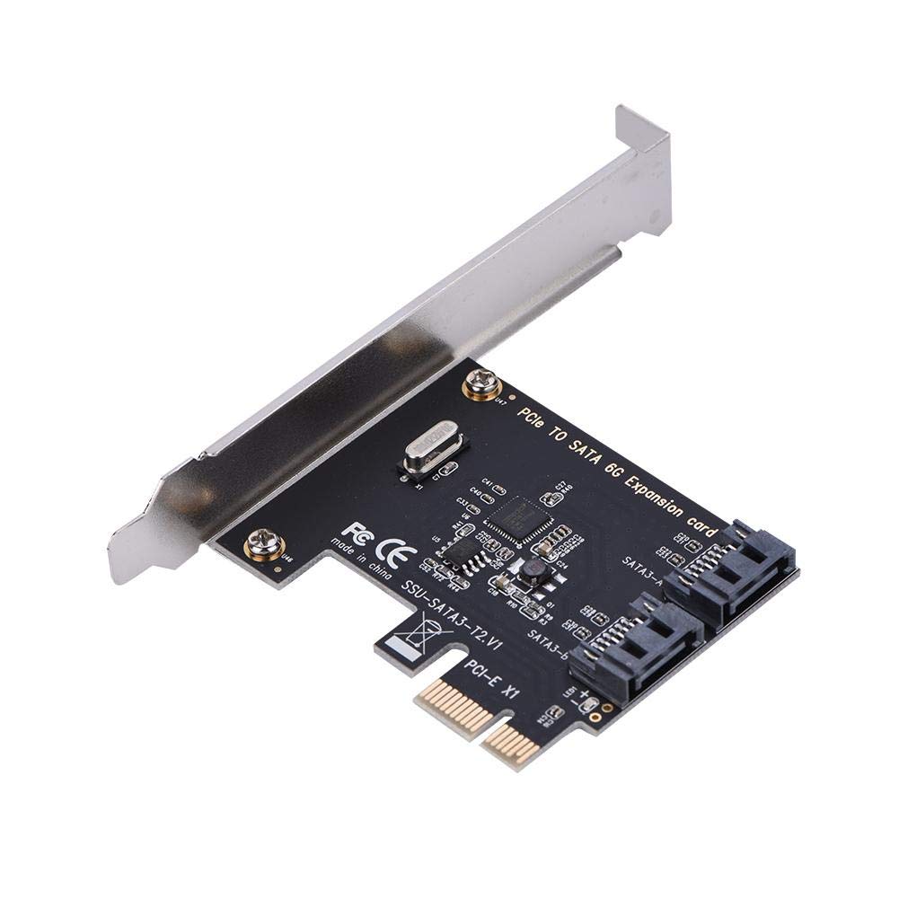 PUSOKEI SATA 3.0 2Port PCIe Controller Card,PCI Express to SATA III 6Gbps with Fixed Brackets,Plug and Play