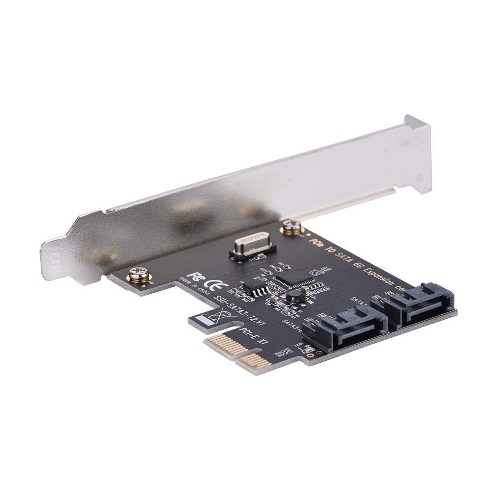 PUSOKEI SATA 3.0 2Port PCIe Controller Card,PCI Express to SATA III 6Gbps with Fixed Brackets,Plug and Play