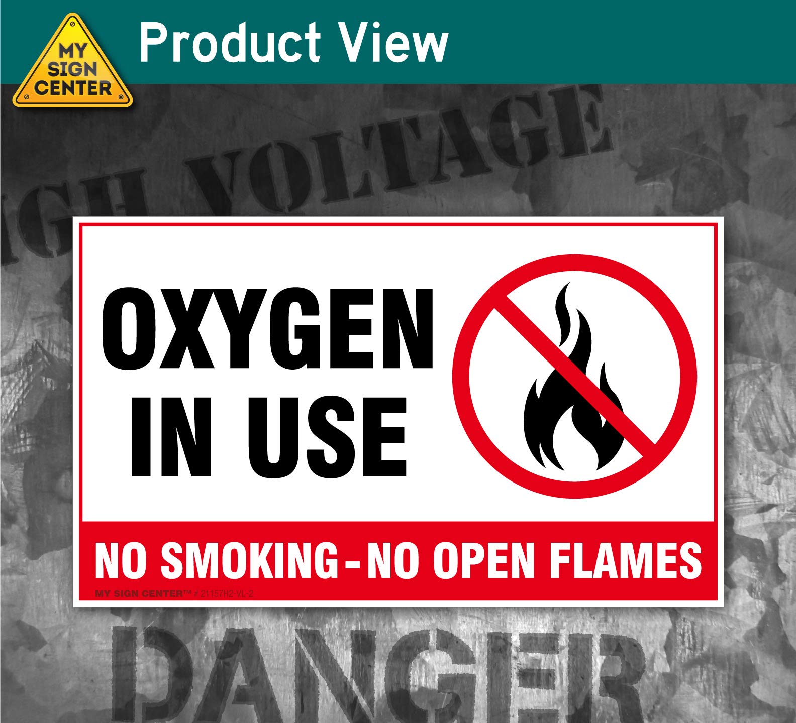 (2 Pack) Oxygen in Use No Smoking No Open Flames Decal Sign - 5"L x 3"W - Self-Adhesive 4 Mil Vinyl Decal - Indoor and Outdoor Use - 21157H2-VL-2